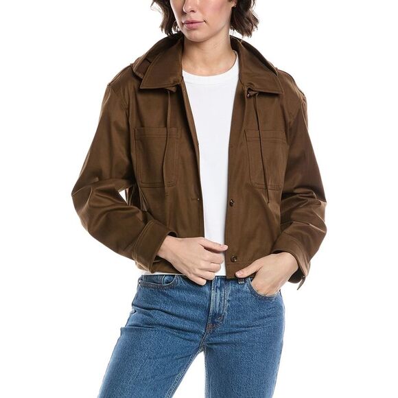 Theory | Jackets & Coats | Theory Womens Hood Crop Jacket Green | Poshmark